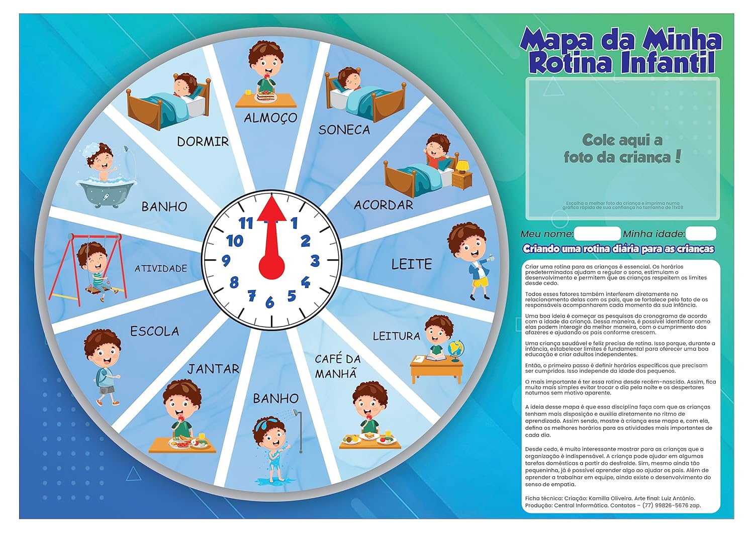 Mapa Diário da Rotina Infantil : Amazon.com.br: Papelaria e Escritório
