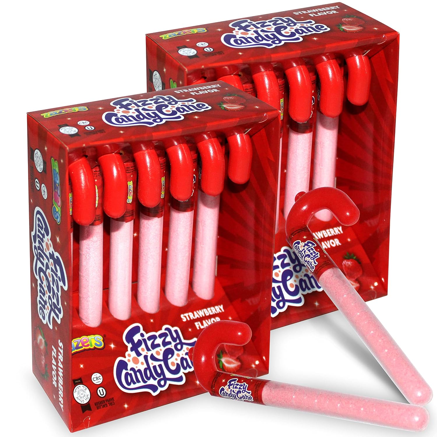 Amazon.com: Christmas Fizzy Candy Cane, 12 Pack of Strawberry Powder ...