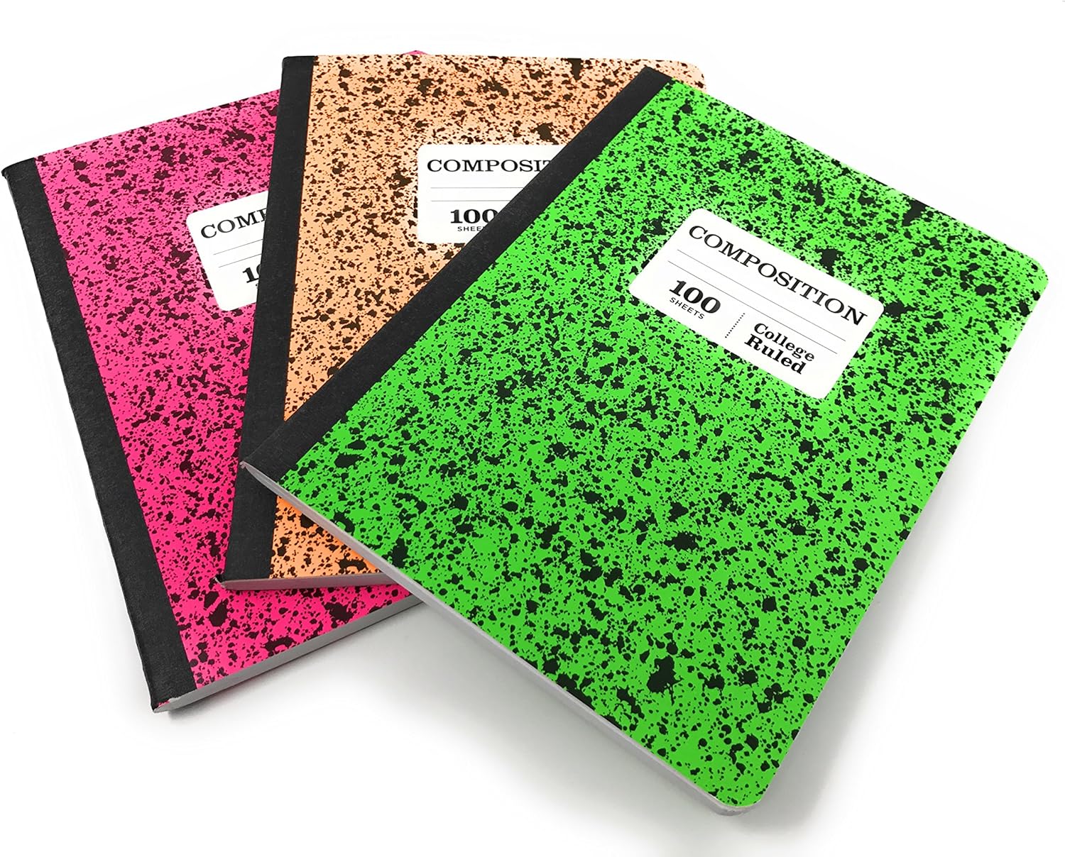 Amazon.com : Norcom 100 Sheet Marble Composition Notebooks, College ...