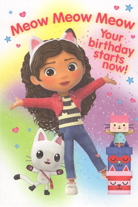 Gabby's Dollhouse Happy Birthday Coloring Card -Gabby, Pandy Paws, Baby ...