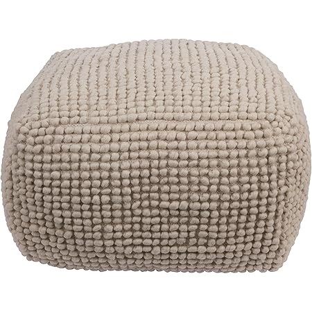 Amazon.com: Creative Co-Op Square Wool Beige Pouf, 24x 24 x 16, Cream ...