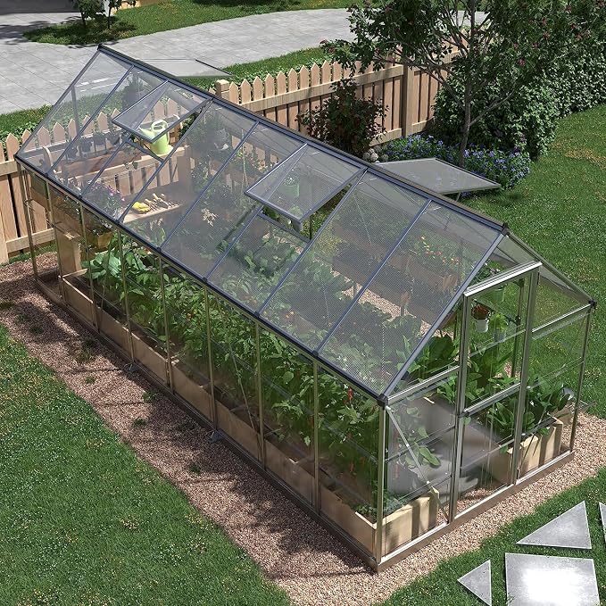 Amazon.com : BonVie 6x16 FT Hybrid Polycarbonate Greenhouse with Hinged ...