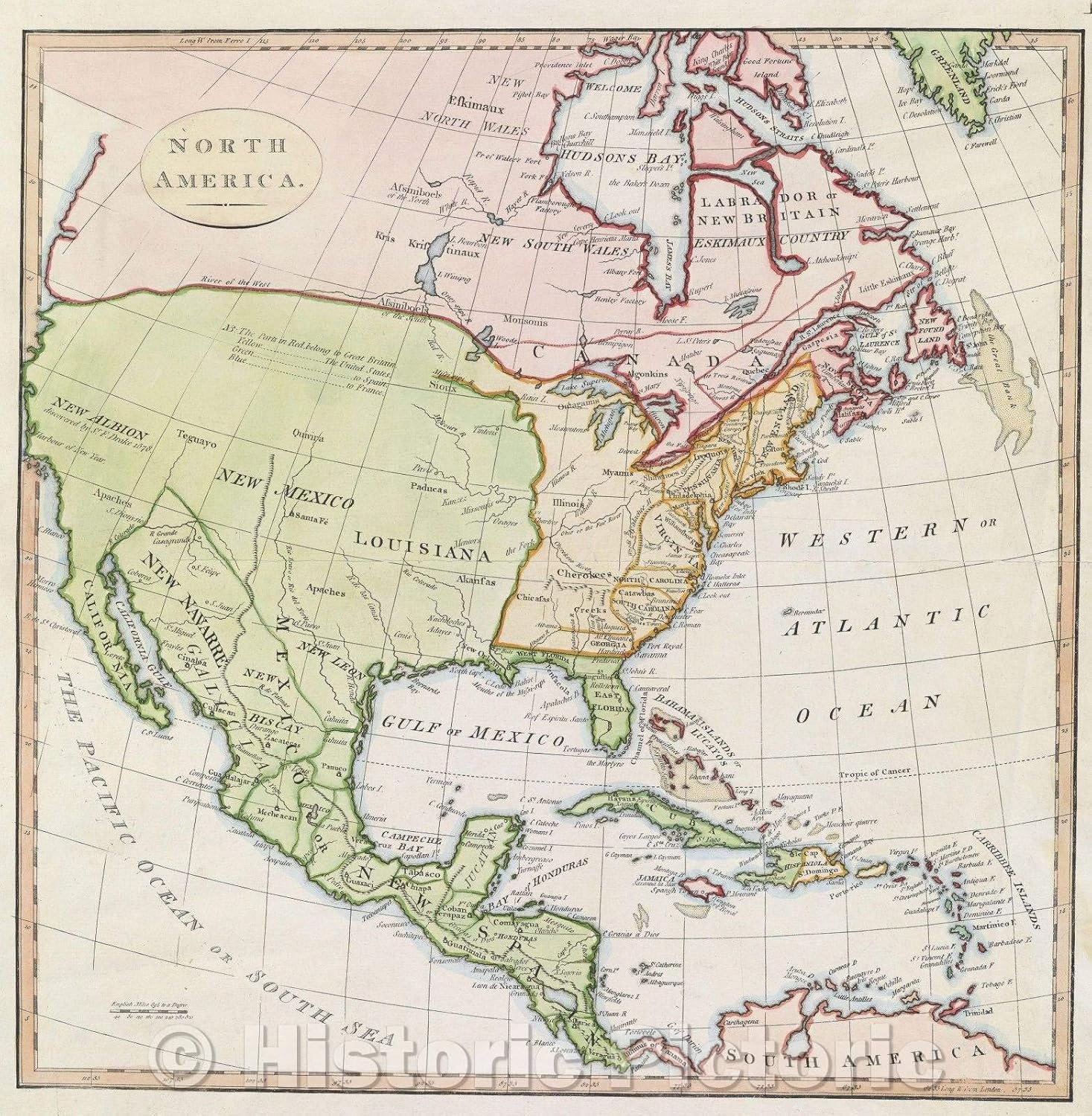 Amazon.com: Historic Map - North America, 1808 - Vintage Poster Art ...