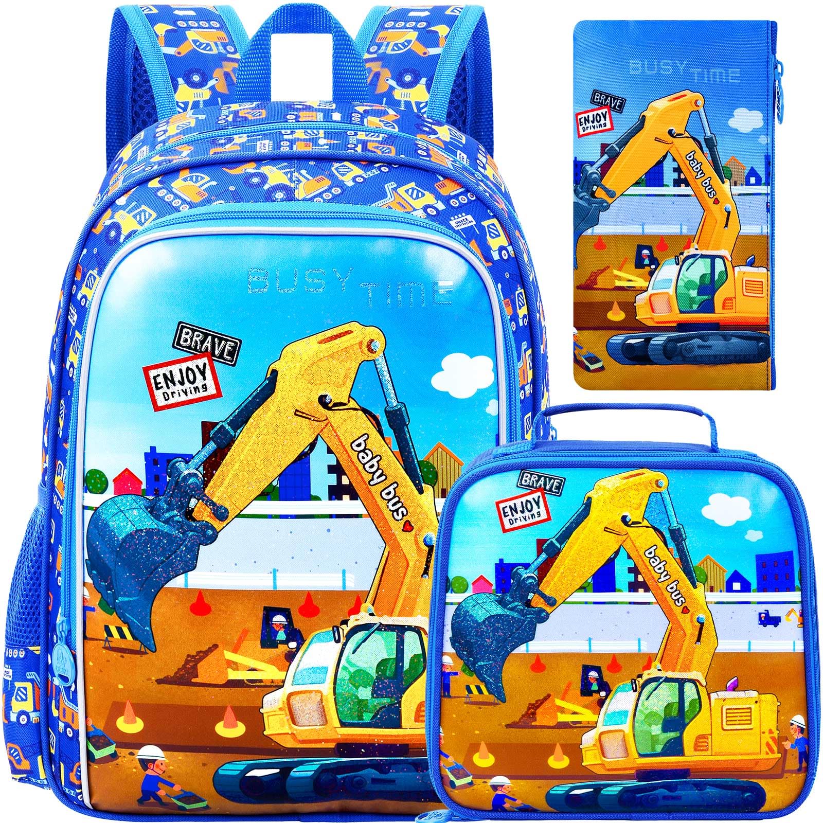 Amazon.com | HPJGD 3PCS Excavator Backpack for Boys, Water Resistant ...