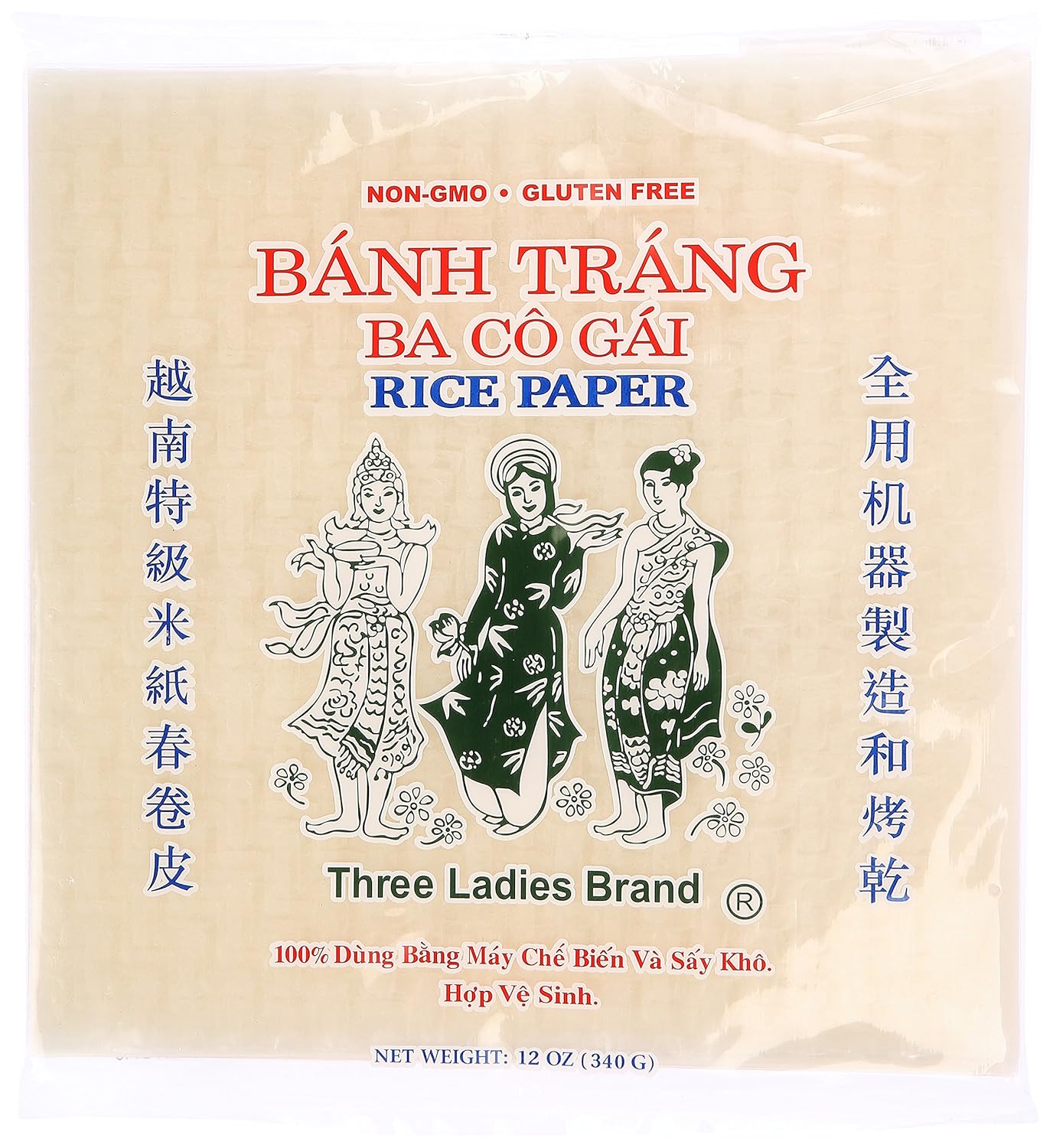 Amazon.com : Three Ladies Brand Square Rice Paper : Rice Produce ...