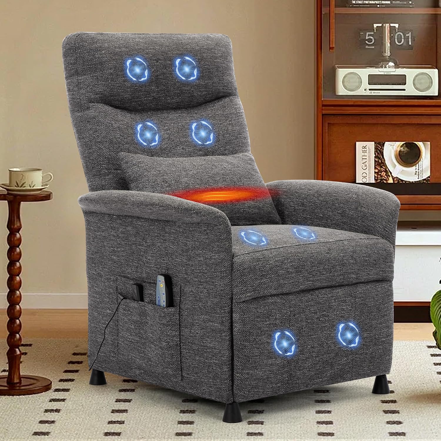 Amazon.com: Electric Power Recliner Chair for Adults, Heated Vibration ...
