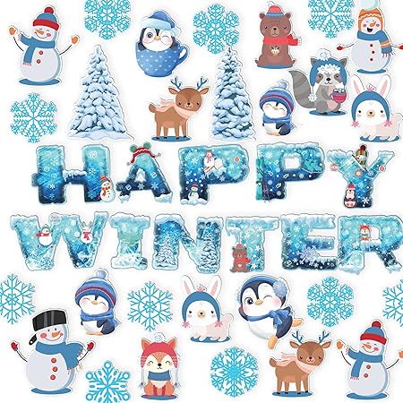 Amazon.com: 90 Pieces Winter Cutout Decorations Winter Mix Cut Outs ...