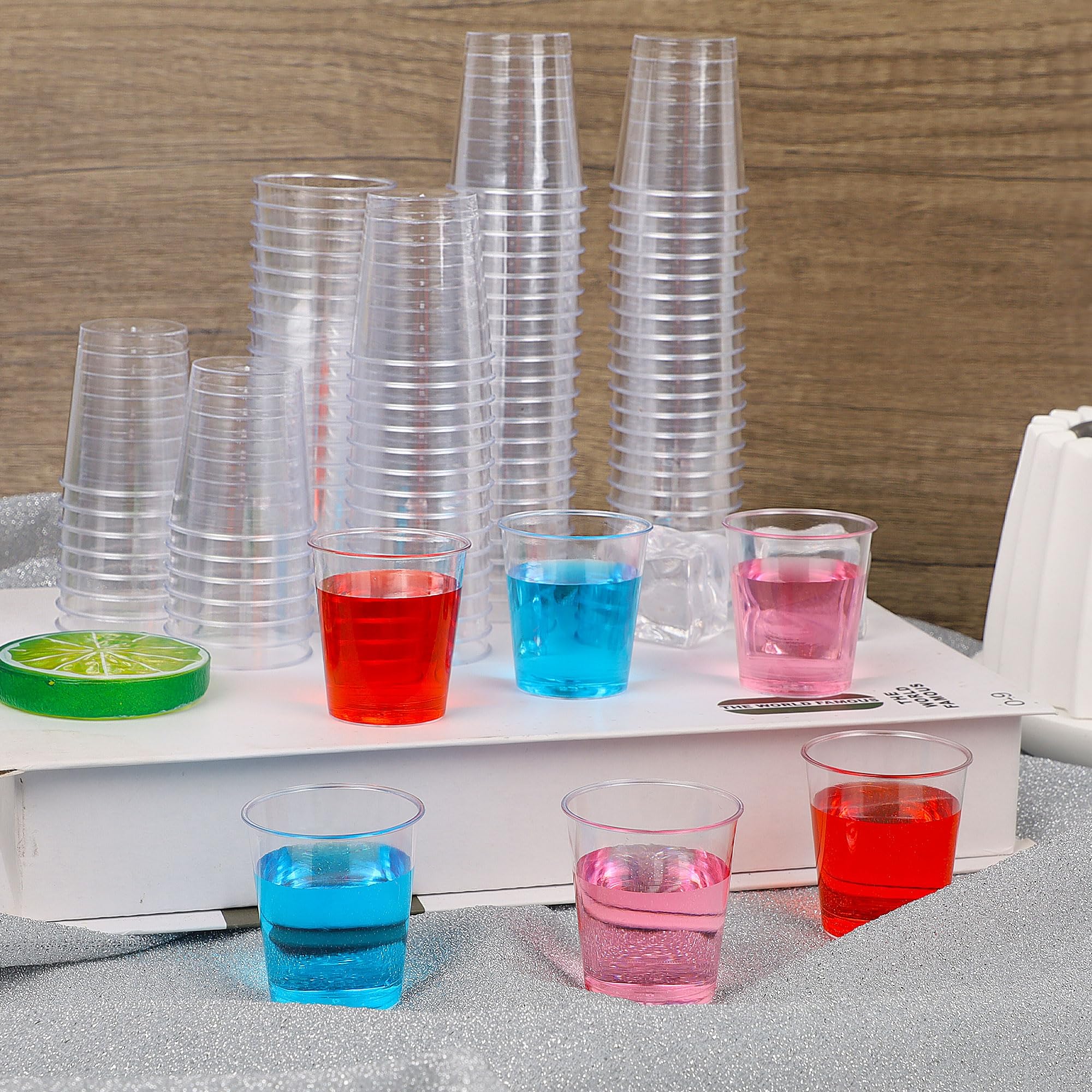 Snapklik.com : 500 Shot Glasses, 1oz Clear Plastic Disposable Hard Cups ...