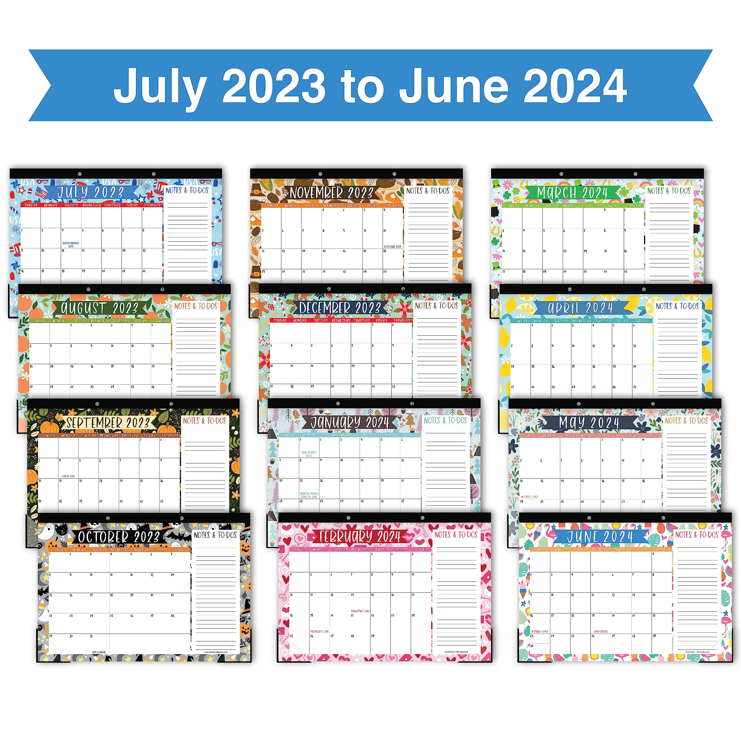 Snapklik.com : Hadley Designs Doodle Large Desk Calendar 2023-2024 ...