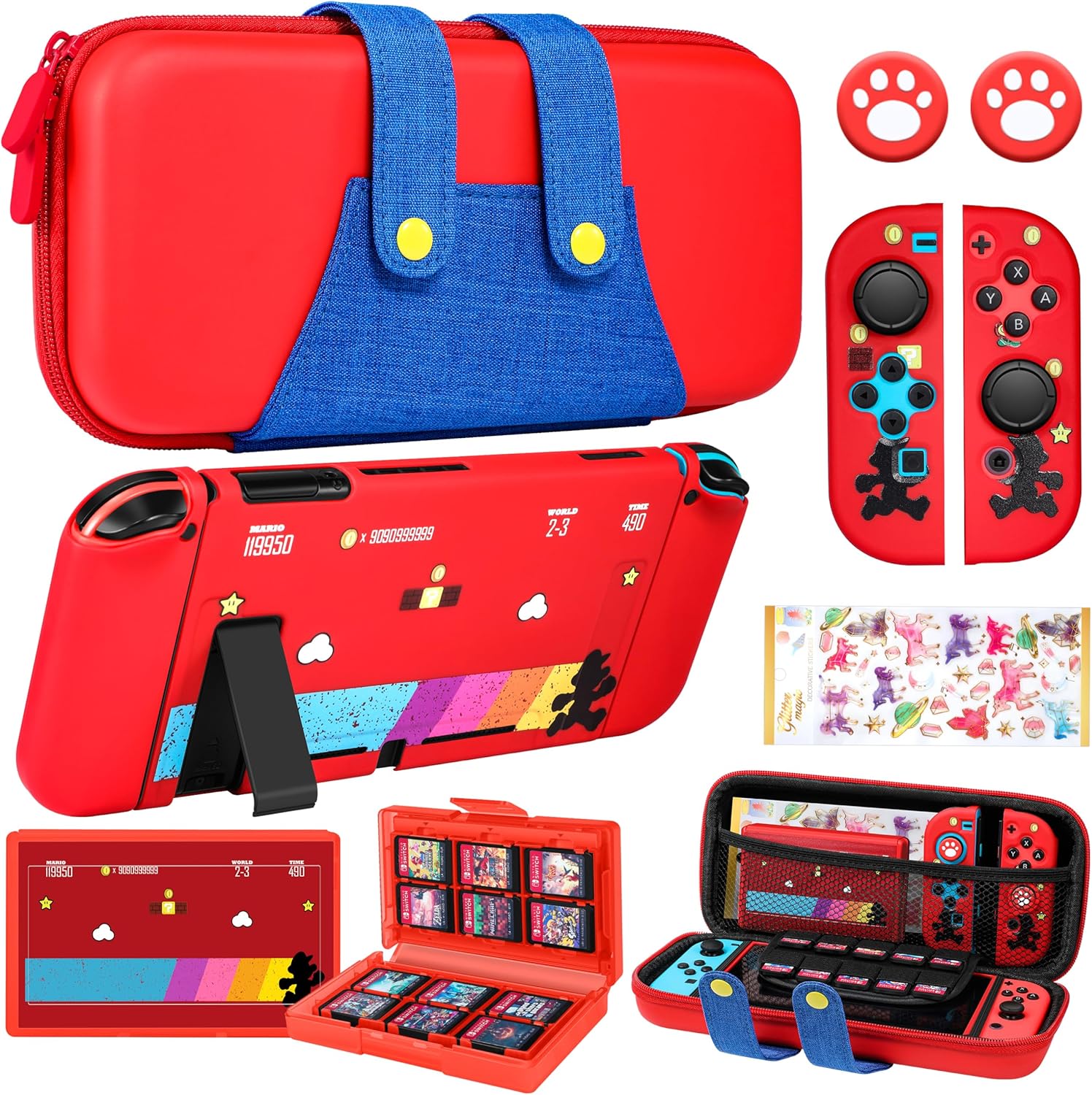 Amazon.com: Gurgitat 8in1 Maro Switch Case for Nintendo Switch Carrying ...