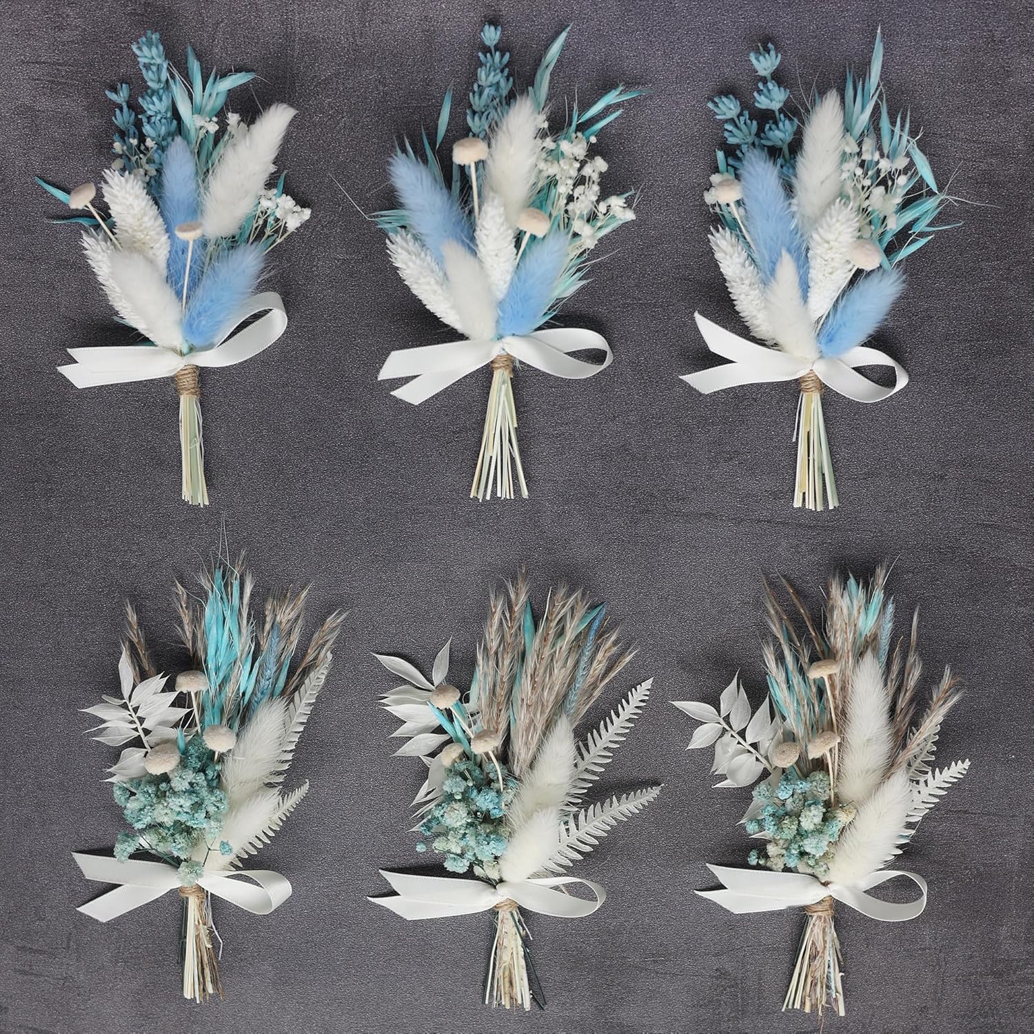 Amazon.com: Mini Dried Flower Bouquet Set (6 pcs), Small Blue Bouquet ...