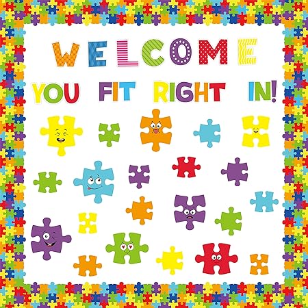 Amazon.com: 123Pcs Welcome Puzzle Pieces Bulletin Board Back to School ...