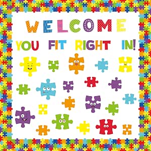Amazon.com: 123Pcs Welcome Puzzle Pieces Bulletin Board Back to School ...