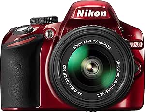Nikon D3200 Digital SLR with 18-55mm VR II Lens Kit - Red (24.2 MP) 3.0 inch LCD (Renewed ...