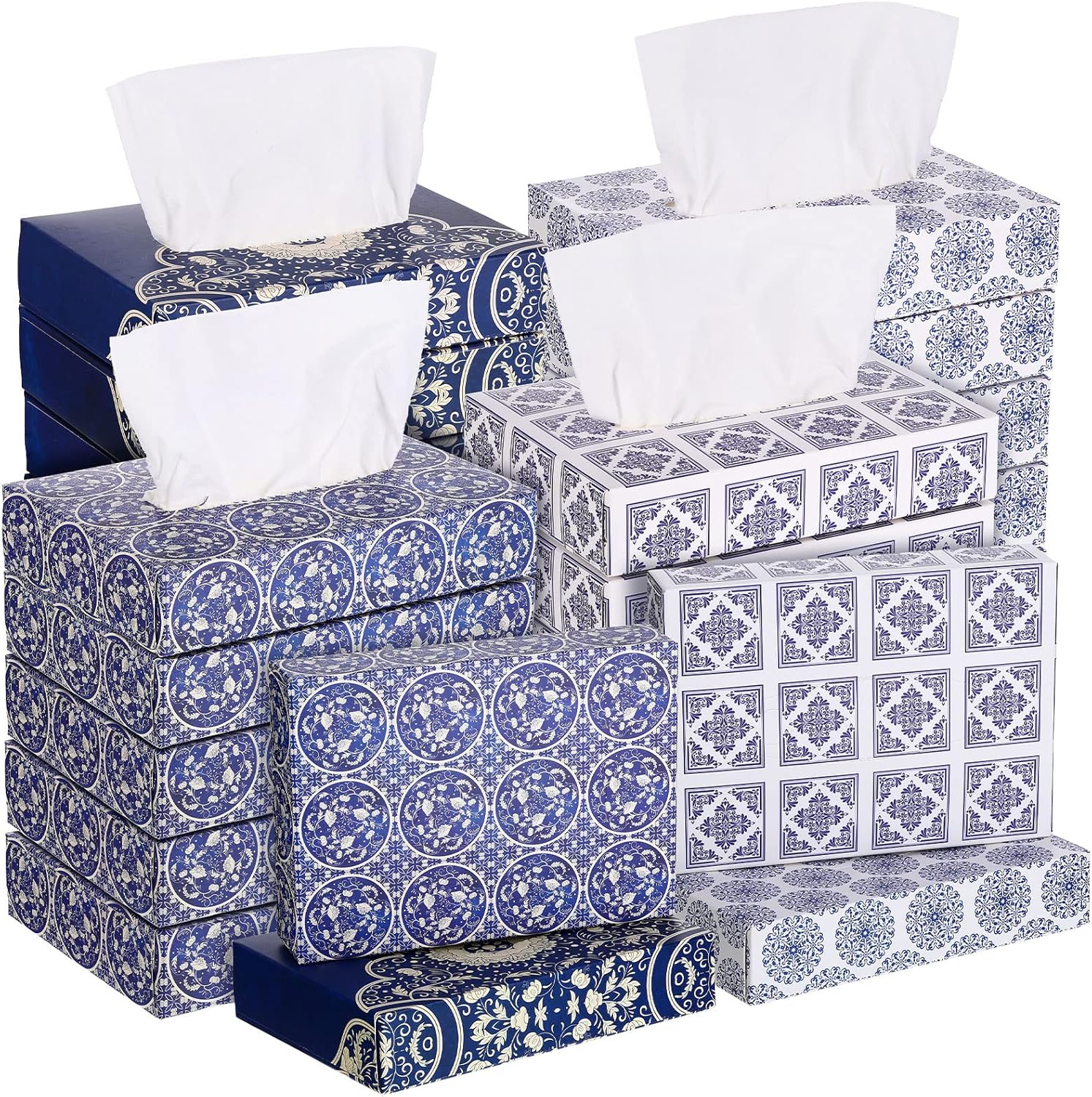 Amazon.com: 24 Packs 960 Sheets Facial Tissue Boxes 3 Ply Tissue Flat ...