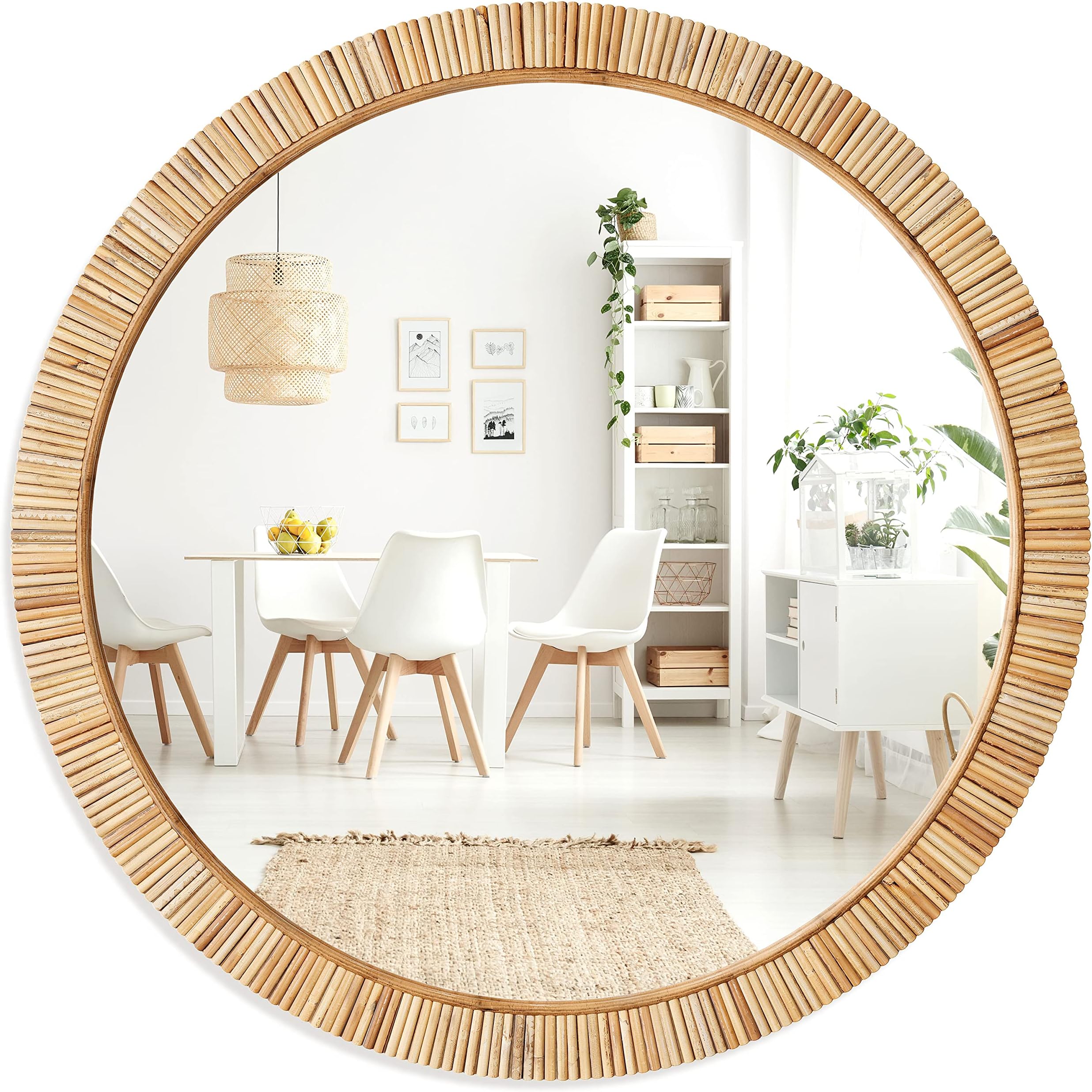 Amazon.com: Barnyard Designs Rattan Bathroom Mirror – Rustic Farmhouse ...