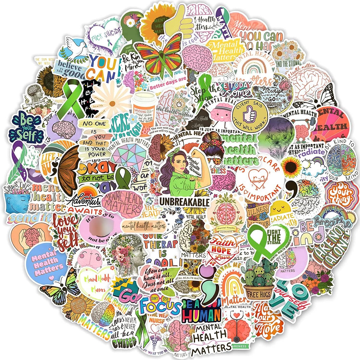 Amazon.com: Mental Health Stickers, 200Pcs Mental Health Awareness ...