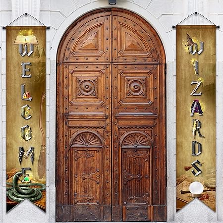 Amazon.com: Wizards Porch Signs Magical Wizard Banner Wizards Backdrop ...