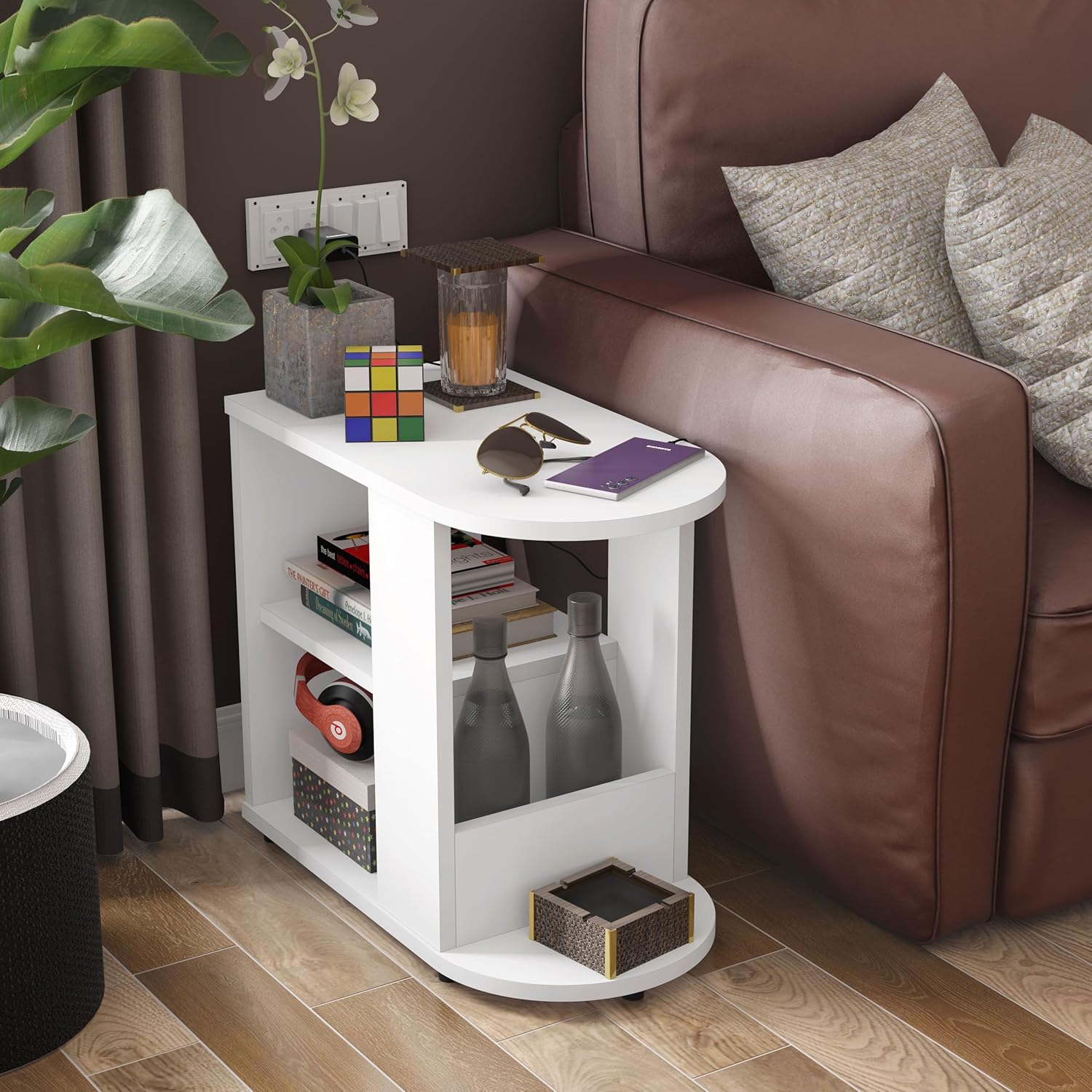 Studio Kook Bene Engineered Wood Side Table | End Table with Storage ...