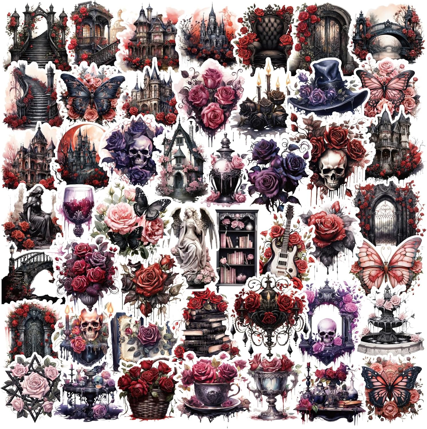 Amazon.com: Bomichi Dark Aesthetic Goth Stickers 100 Pcs, Vintage Rose ...