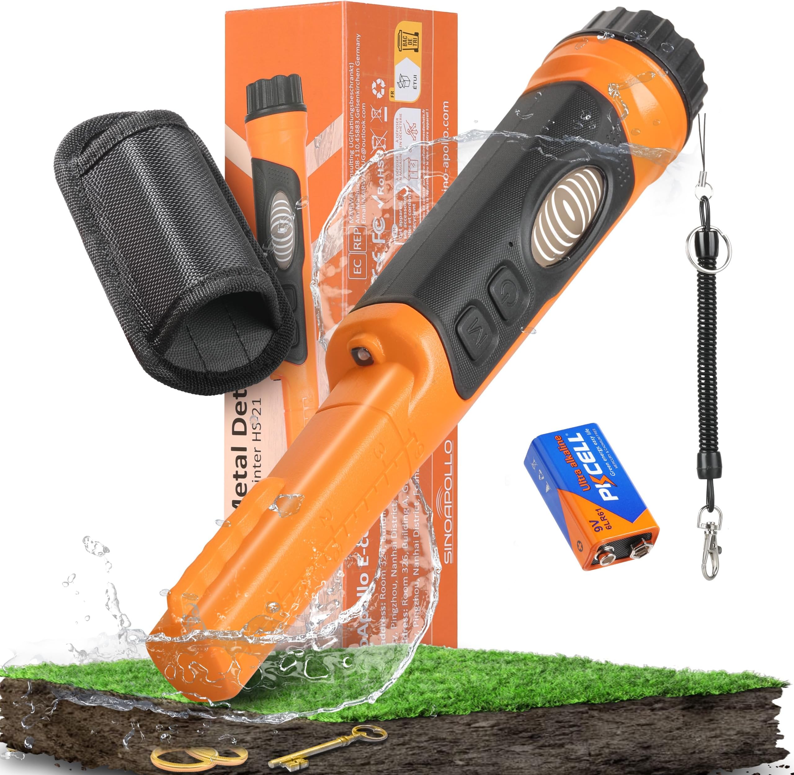 Amazon.com : Fully Waterproof Handheld Metal Detector LCD Display ...