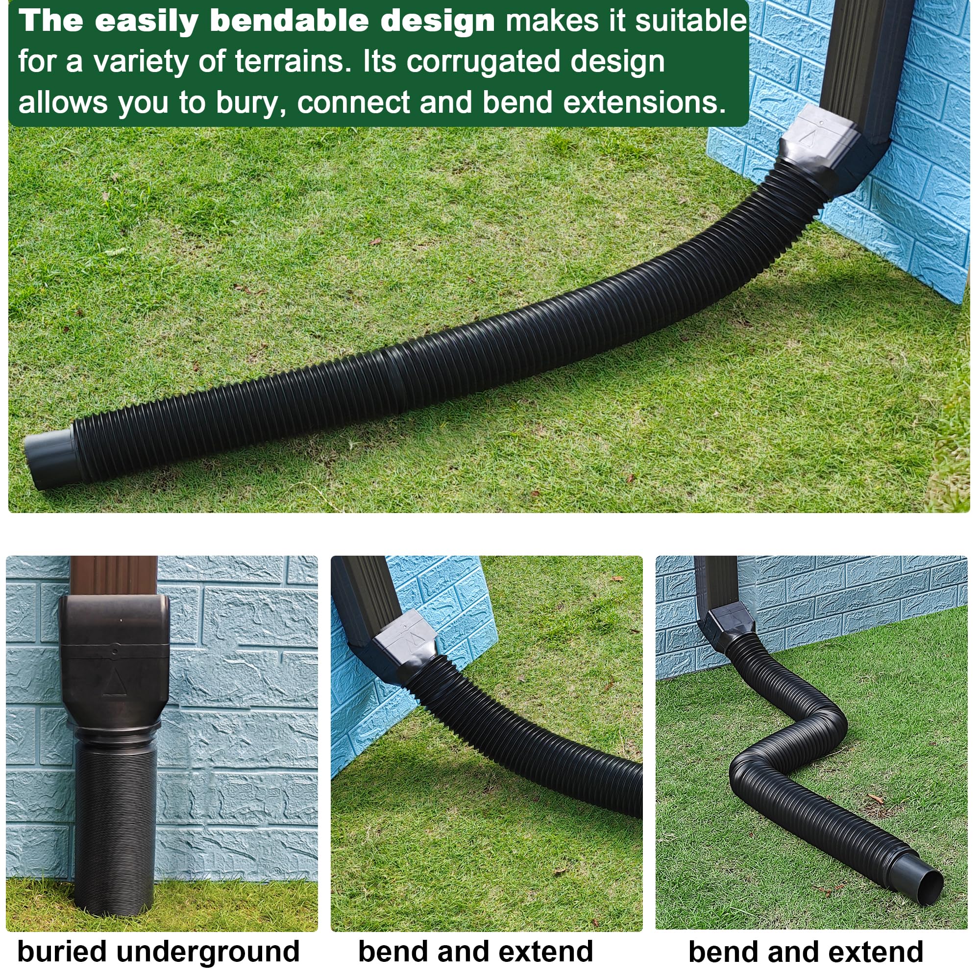 Snapklik.com : Binazon 1 Pack Black-Rain Gutter Downspout Extensions ...
