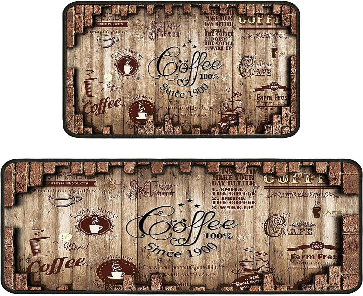 Amazon.com: Ksoemar Coffee Kitchen Rugs 2 Piece Set for Floor Mat, Non ...