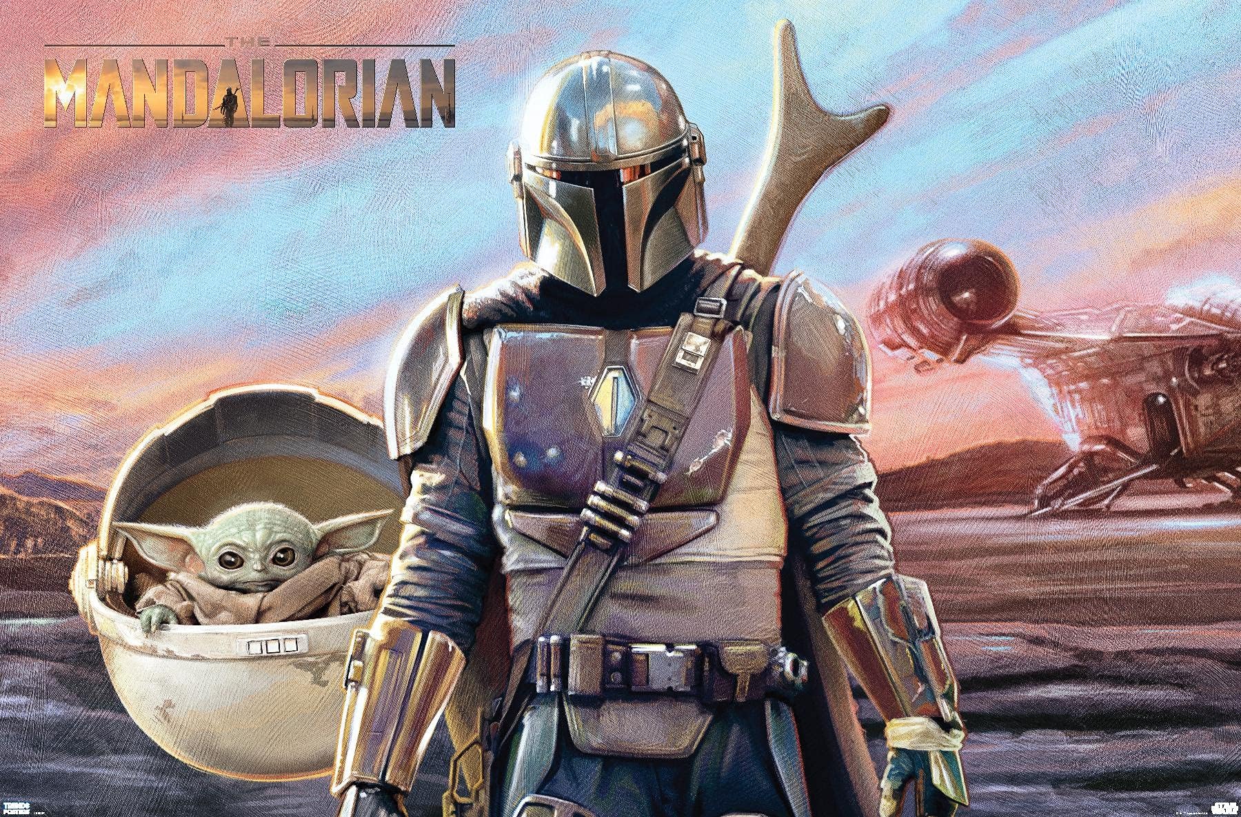 Amazon.com: 24X36 Star Wars: The Mandalorian - Mando And The Child With ...