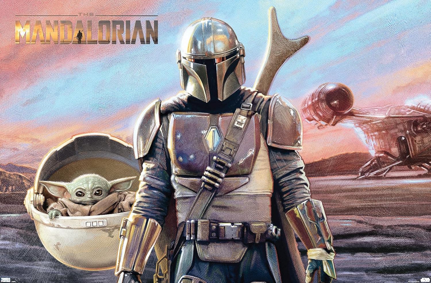 Amazon.com: 24X36 Star Wars: The Mandalorian - Mando And The Child With ...