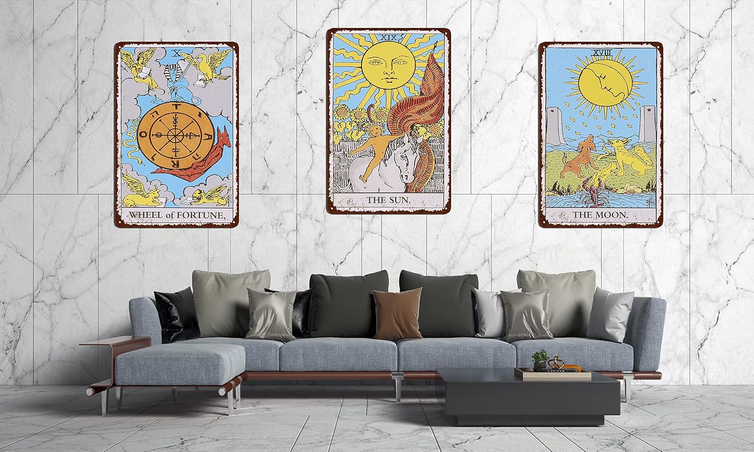 Buy CLCDWG Tarot Cards Wheel of Fortune x Vintage Tin Signs - Tarot ...