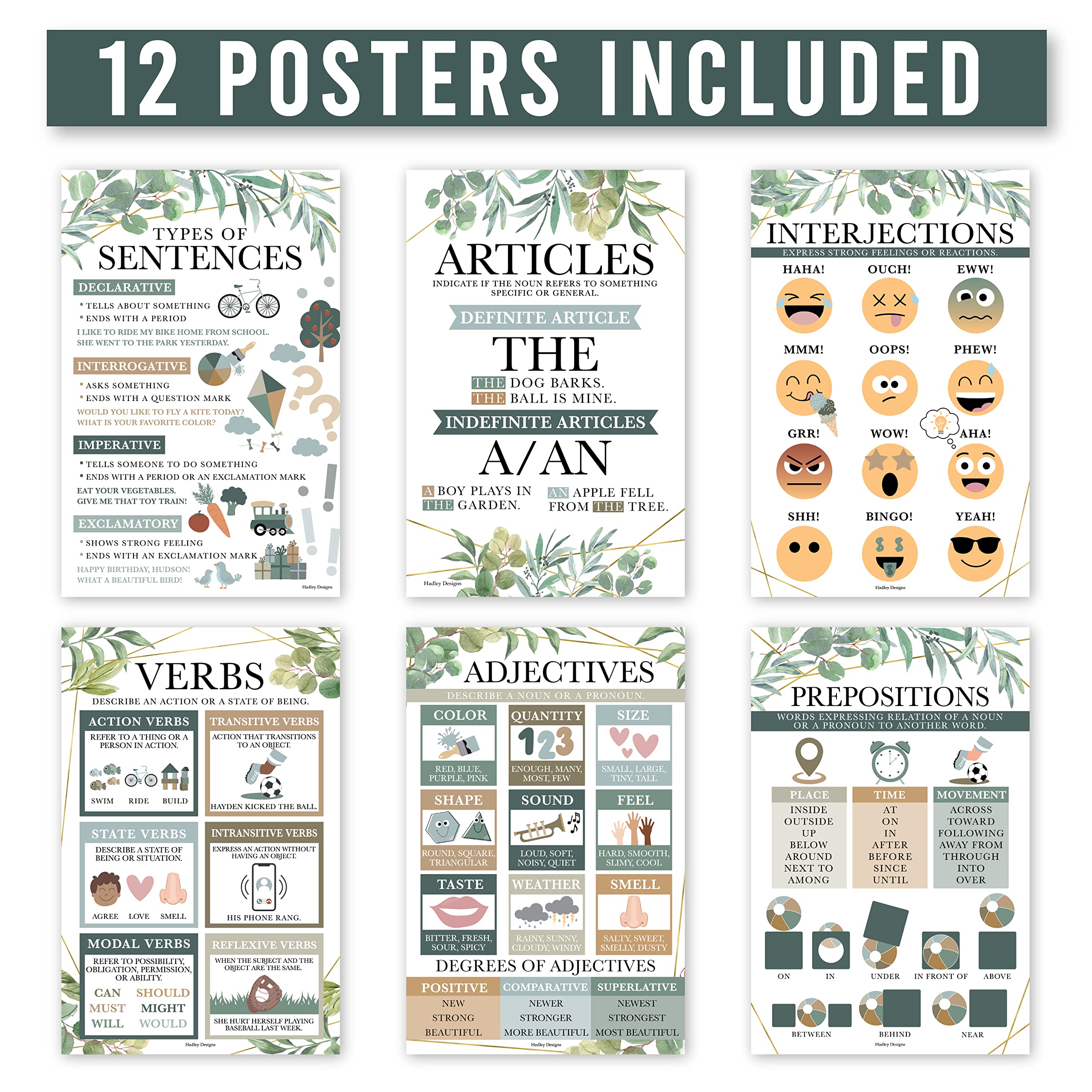 Snapklik.com : Hadley Designs Parts Of Speech Posters For Classroom ...