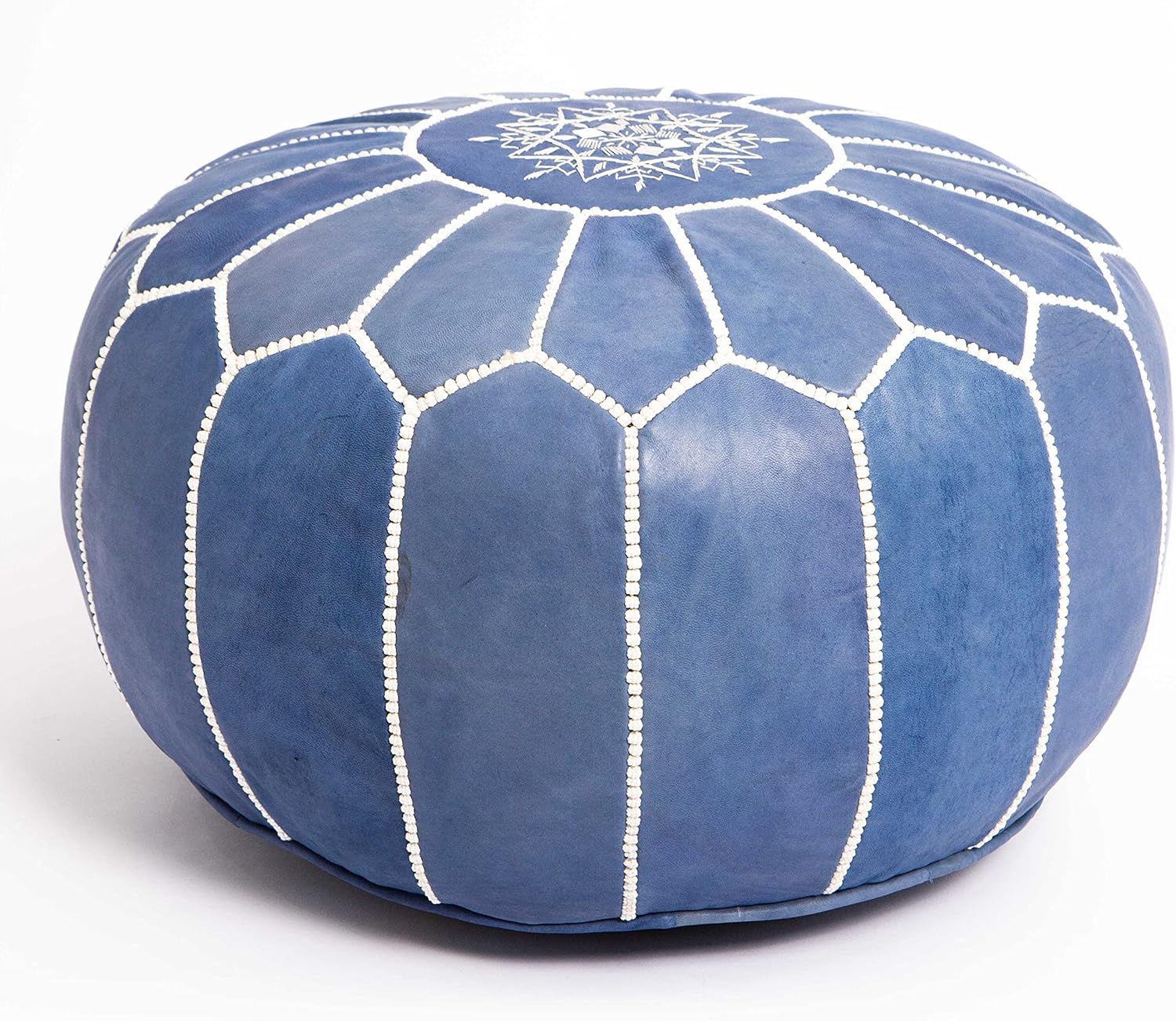 Amazon.com: Marrakesh Gallery Genuine Leather Round Pouf Stuffed ...