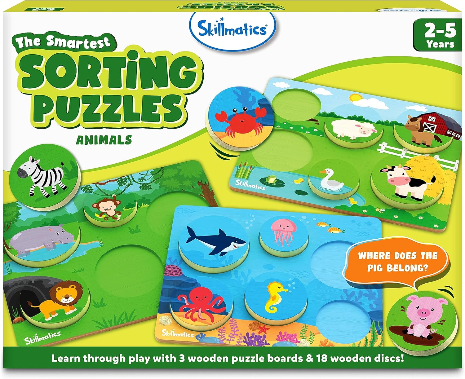 Amazon.com: Skillmatics Wooden Sorting Puzzles - 3-in-1 Learning Toy ...