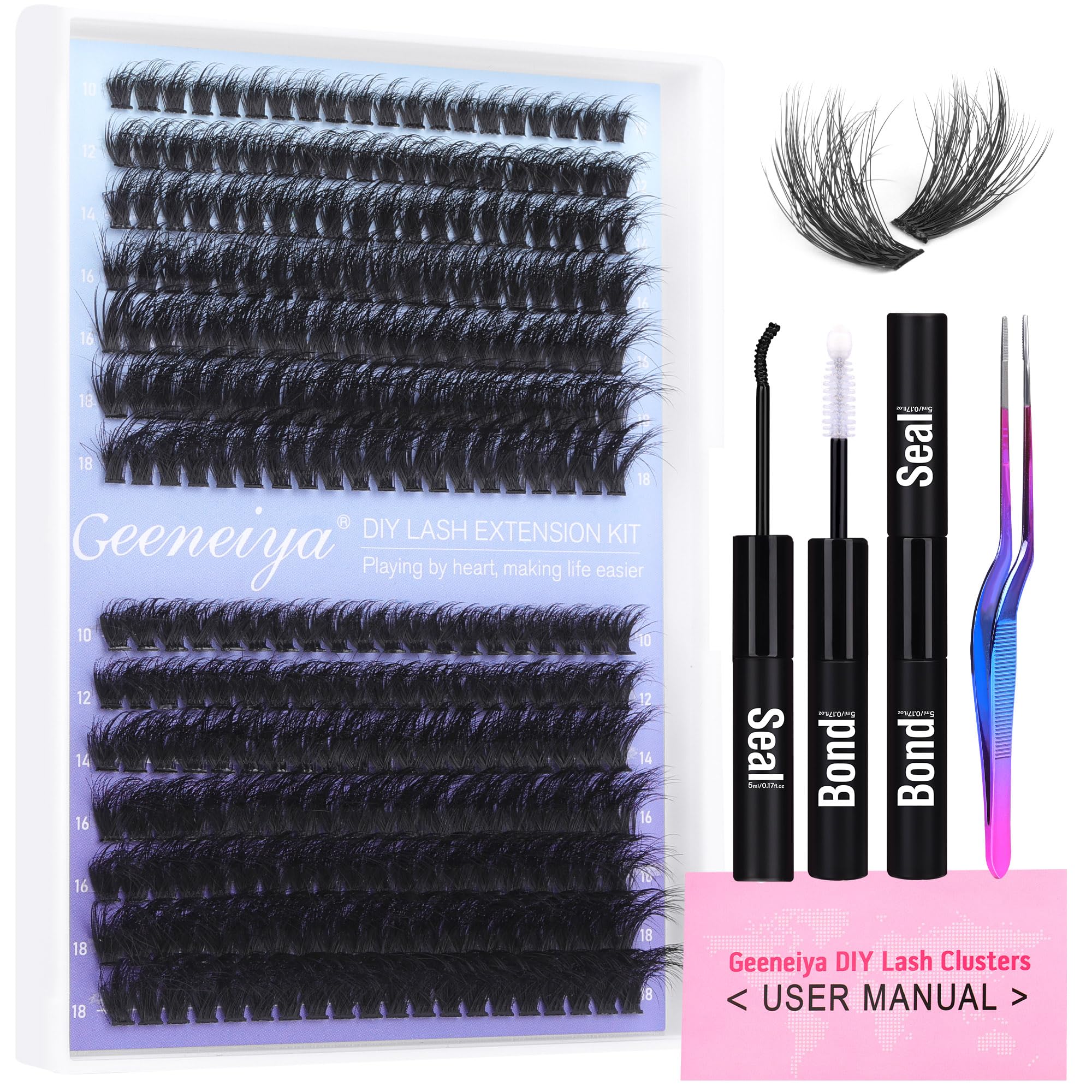 Amazon.com: Geeneiya Fluffy Lash Extension Kit Cluster Lashes DIY ...