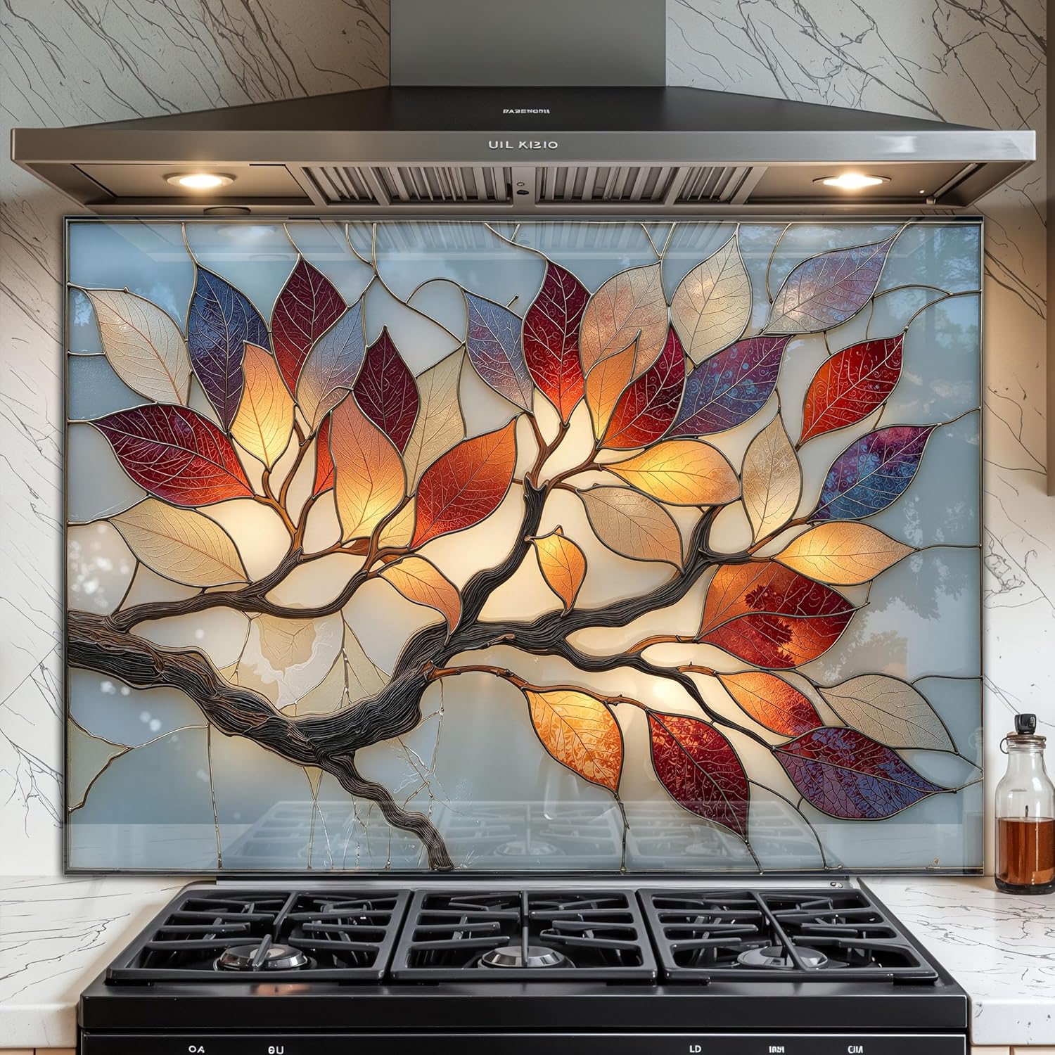 Amazon.com: Tempered Glass Backsplash for Kitchen - Easy to Clean ...