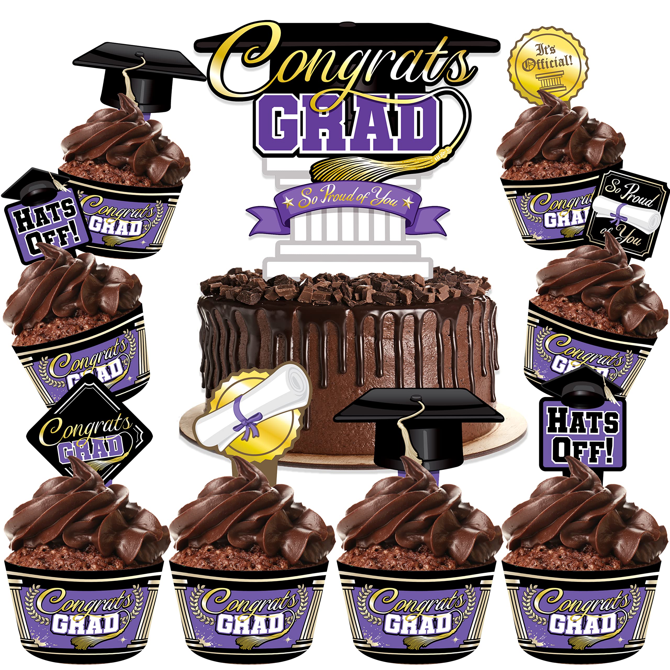 Amazon.com: Treasures Gifted Purple Graduation Cake Topper 2024-1 ...