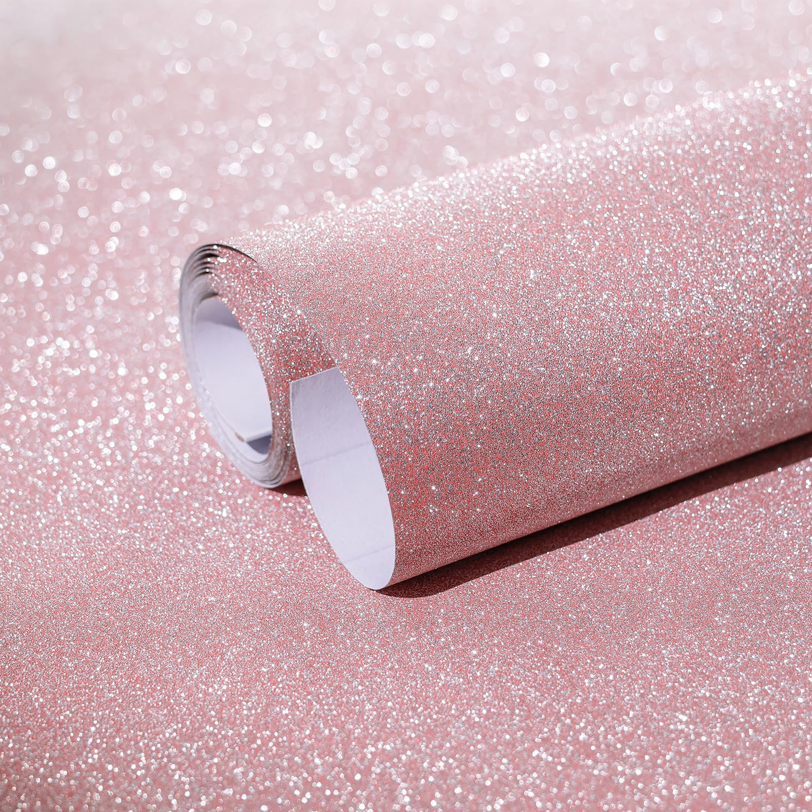 Amiya Pink Glitter Vinyl Contact Paper 17.3"×480" Self Adhesive Sparkly ...