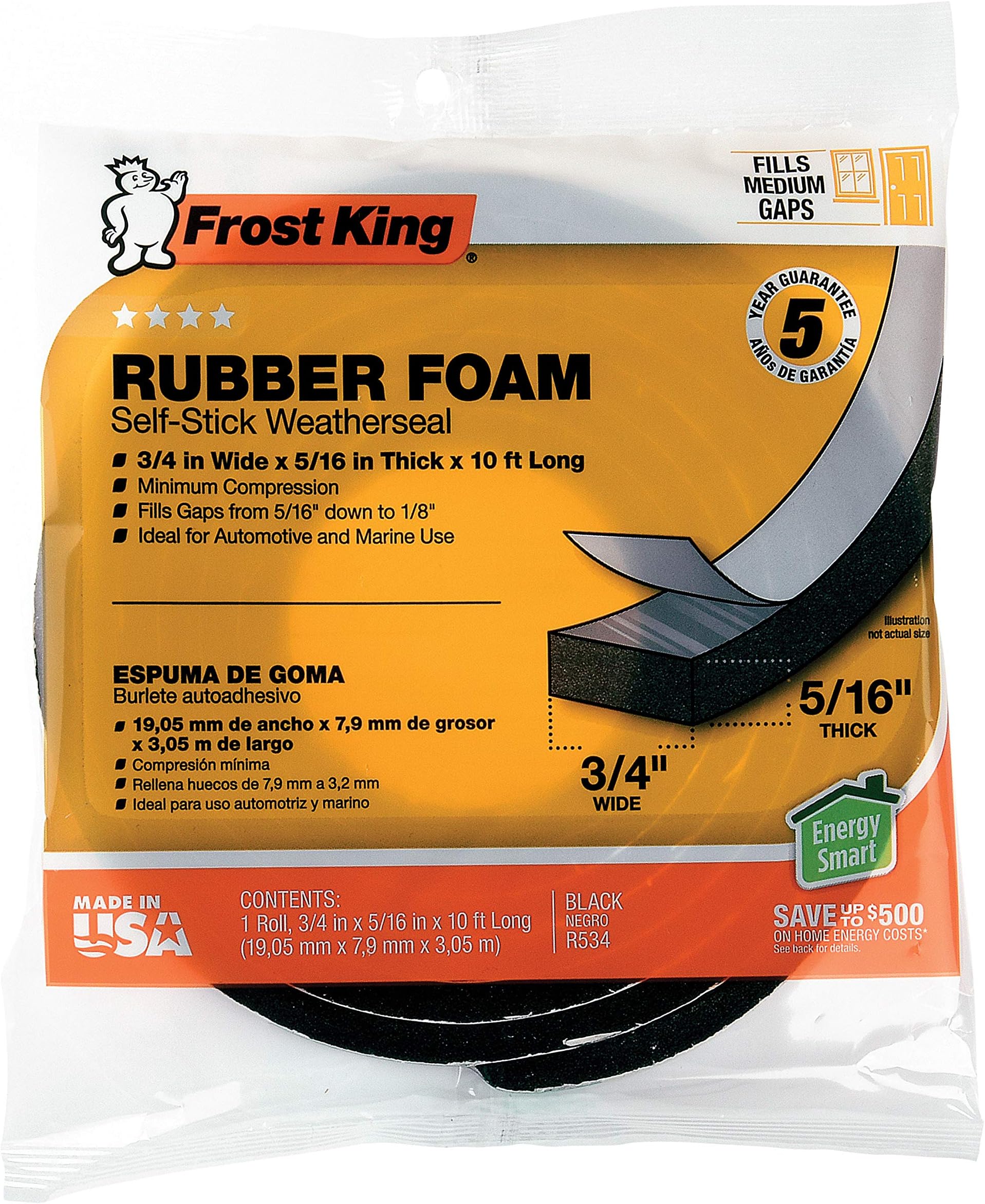 Frost King Black Rubber Foam Weather Stripping Tape For Auto and Marine ...
