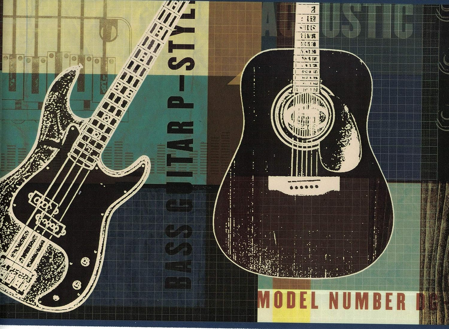 Chesapeake 8 in x 15 ft Prepasted Wallpaper Borders - Guitar Wall Paper ...