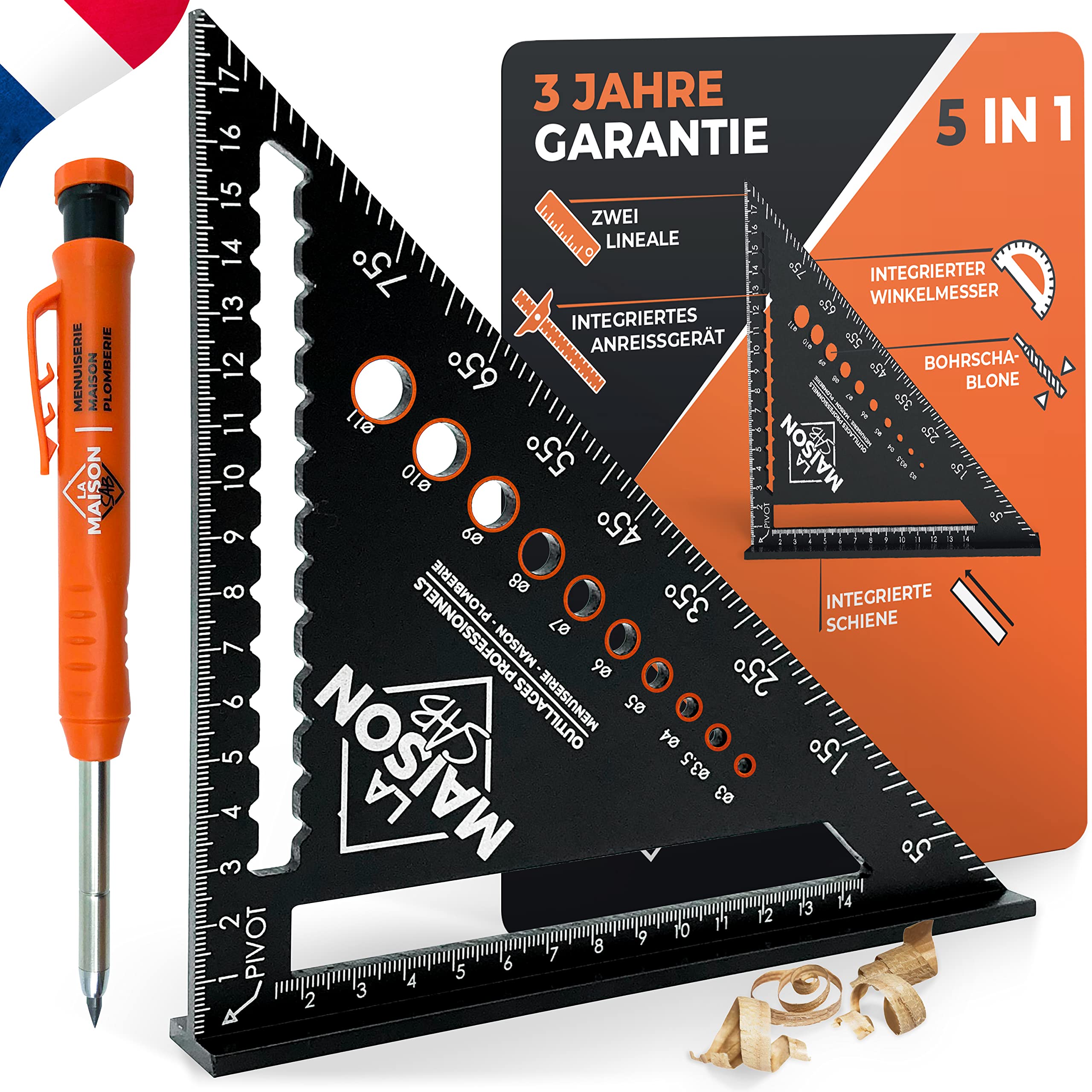 Uitgebreide FR Multifunctionele Winkelhaak 180 mm met Vulpotlood en ...