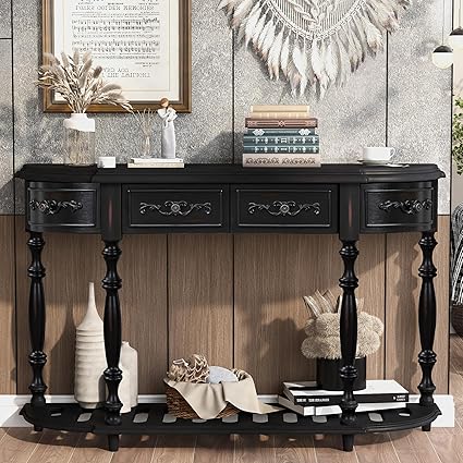 Amazon.com: Amposei Retro Wood Curved Console Table 52-Inch Half Moon ...