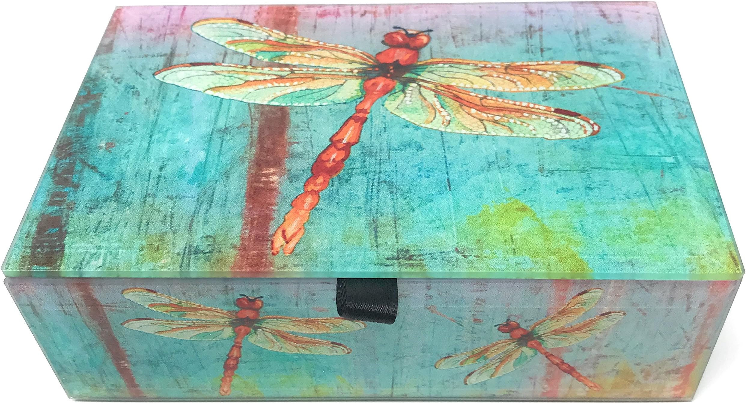 Amazon.com: J Devlin Glass Art - Dragonfly Trinket Box for Jewelry and ...