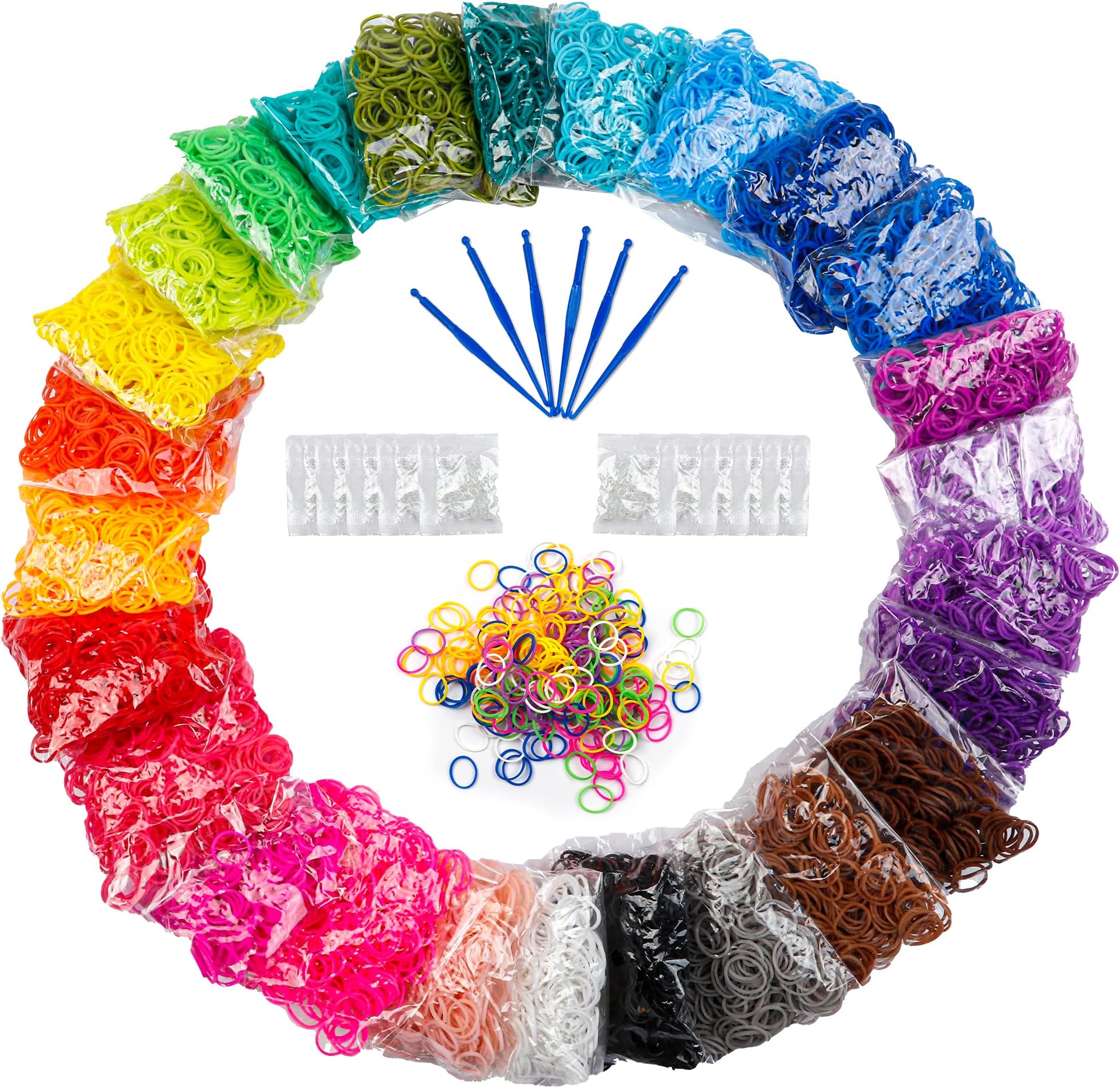 Amazon.co.jp: 12730+ Loom ラバーバンド 詰め替えキット 26色 クリップ500個付き フック6個 プレミアム ...