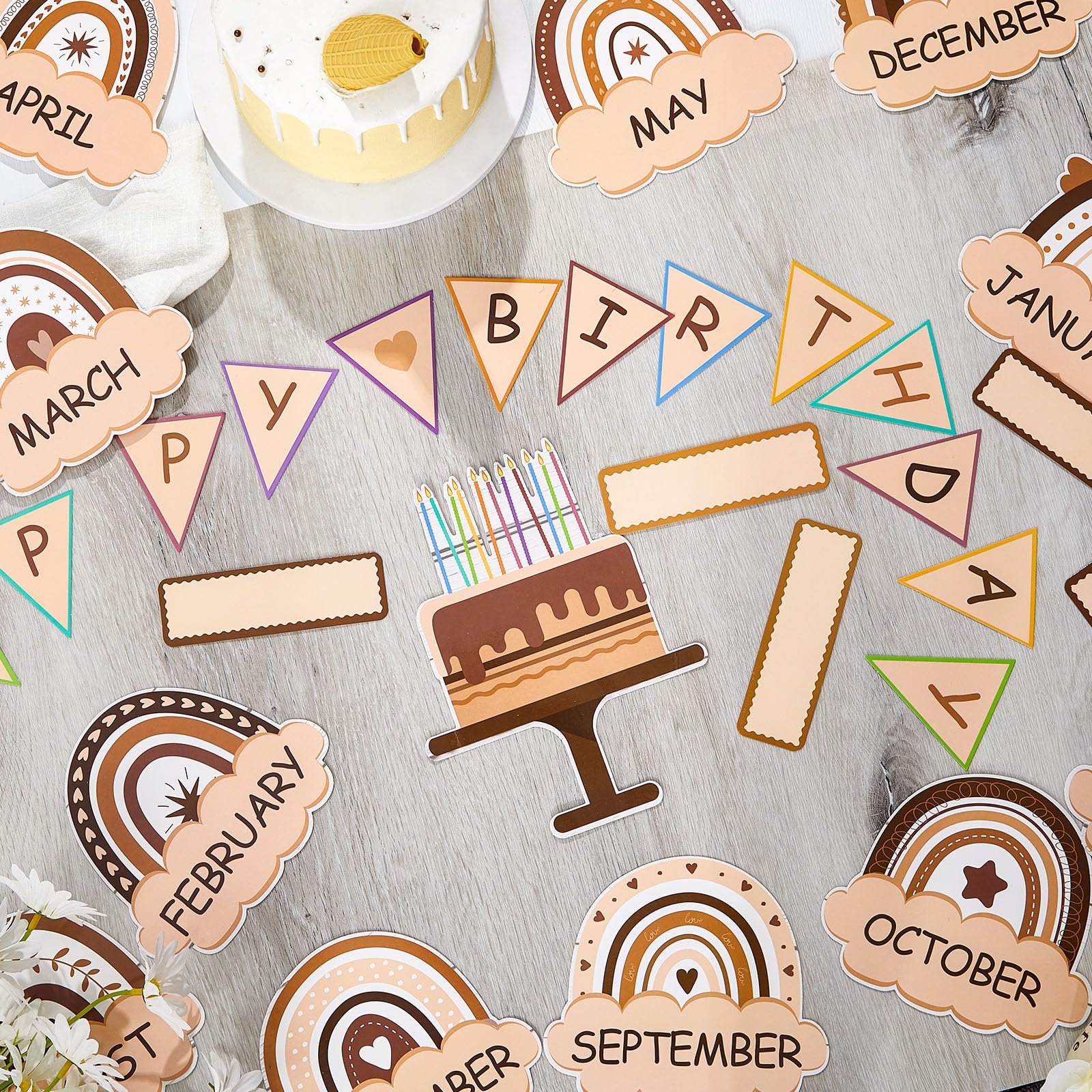 Snapklik.com : 60 Pieces Boho Classroom Decor Birthday Bulletin Board ...