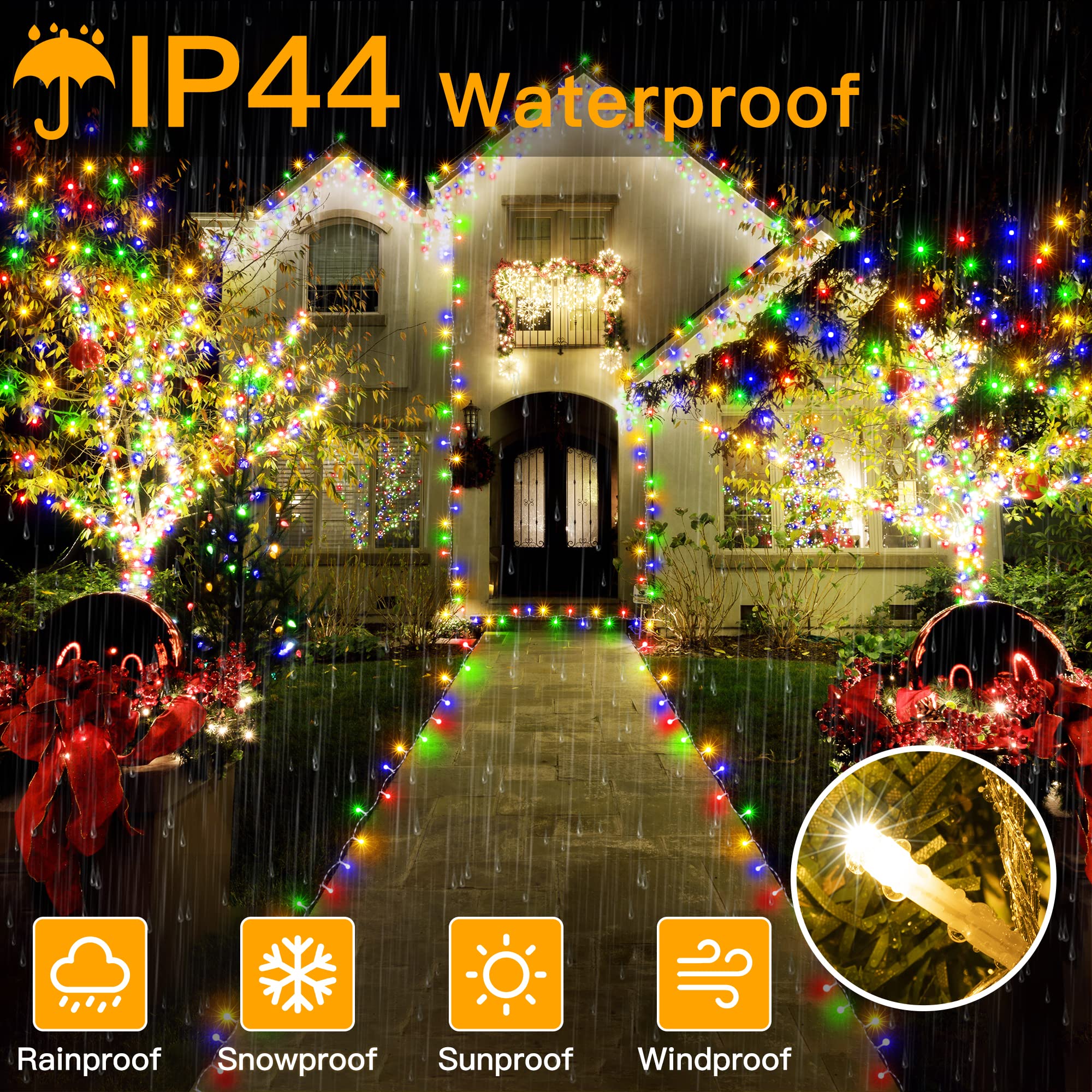 Ollny Outdoor String Lights - 400LED 132ft Super Long Fairy Lights with ...