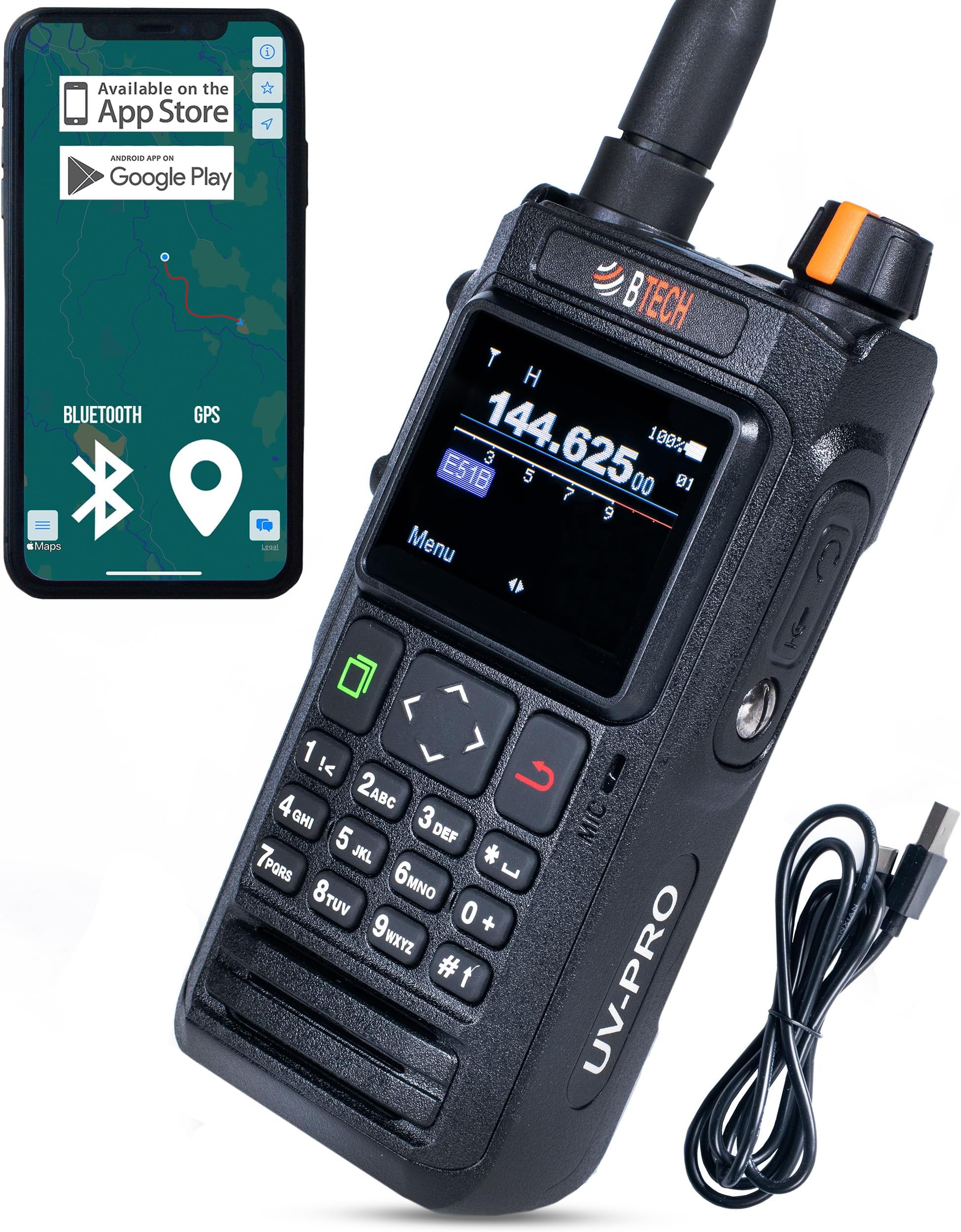 Amazon.com: New BAOFENG UV-32 Walkie Talkie GPS 10W Bluetooth APP Programming Multi Band ...