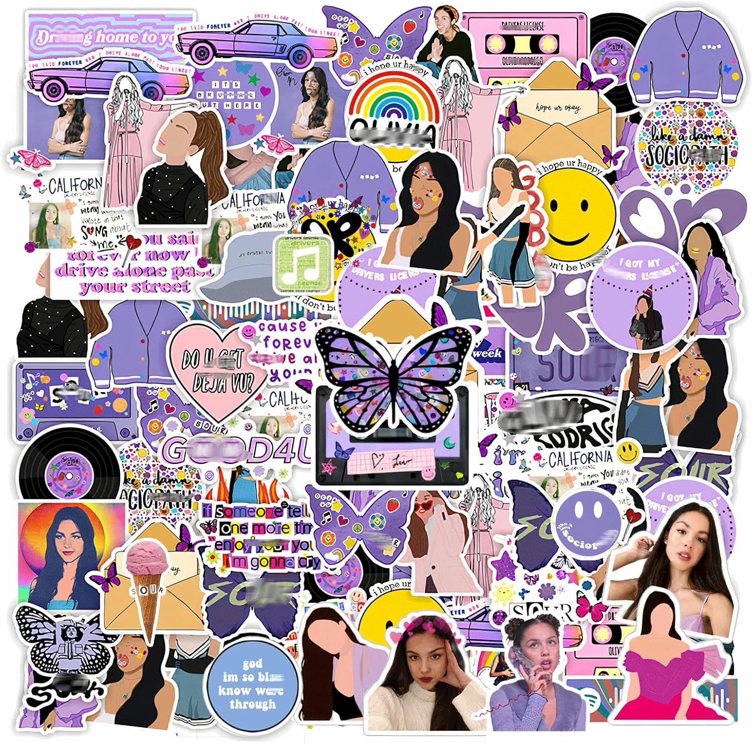 Amazon.com: 150pcs Music Stickers, Cd Album Purple Butterfly Stickers ...