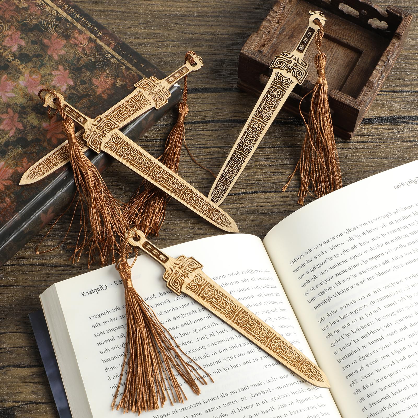 Snapklik.com : Ymapinc 4pcs Handmade Natural Bamboo Bookmarks
