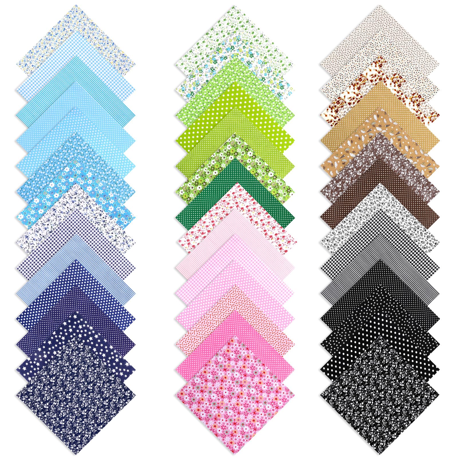 JJUNW 42Stück Baumwollstoff Patchwork, 25 X 25 cm Stoffreste, Stoffpaket Baumwolle zum Nähen ...