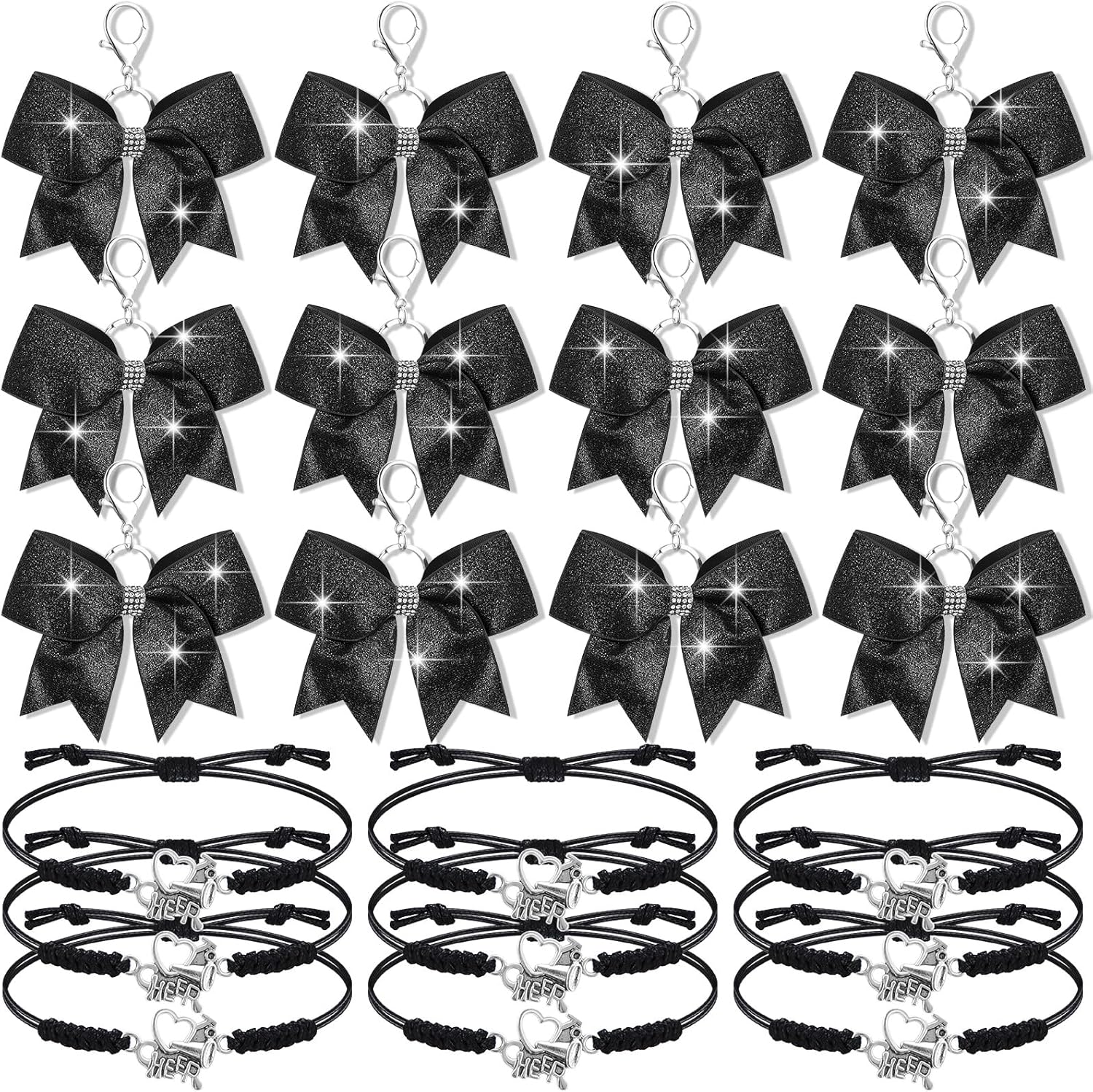 Nosiny 24 Pcs Cheer Gifts Set with Bows, Keychains, Bracelets & Charms ...